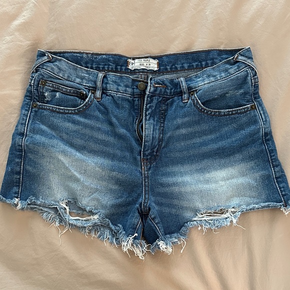 Free People | Shorts | Free People Blue Distressed Jean Shorts | Poshmark